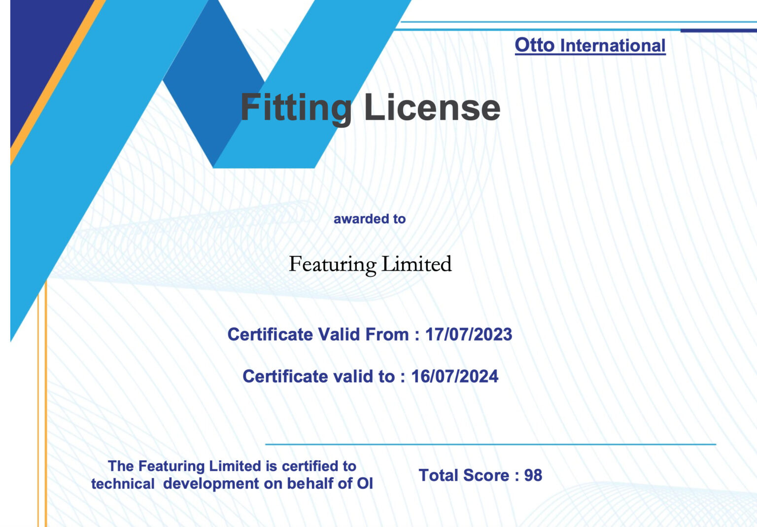 featuring LTD received the FAL, Fitting Agreement License Bonprix from ...